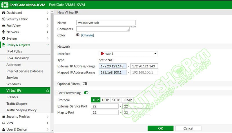 Hướng dẫn cấu hình Port Forwarding, NAT Port trên Fortigate